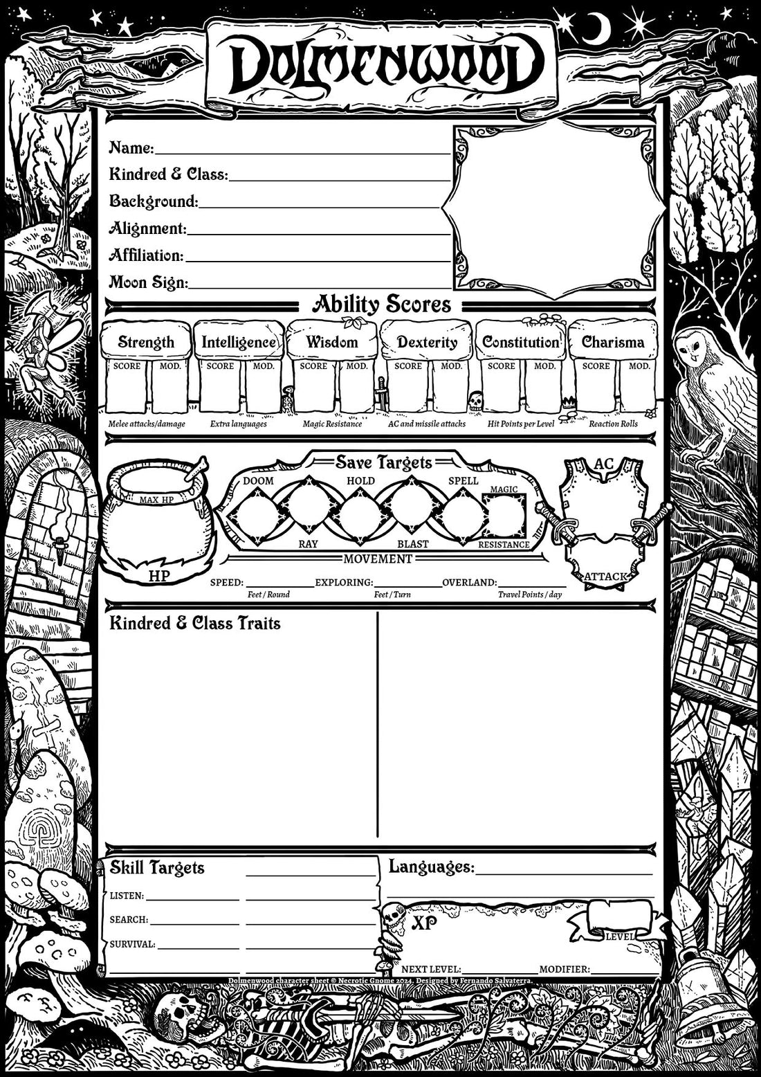 Dolmenwood Character Sheet – Necrotic Gnome